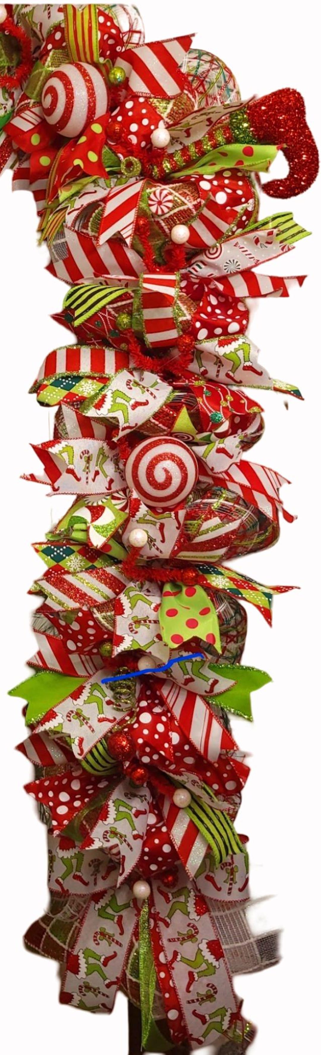 Green Monster 6ft Garland, Whimsical Elf Table Runner, Christmas Swag ...