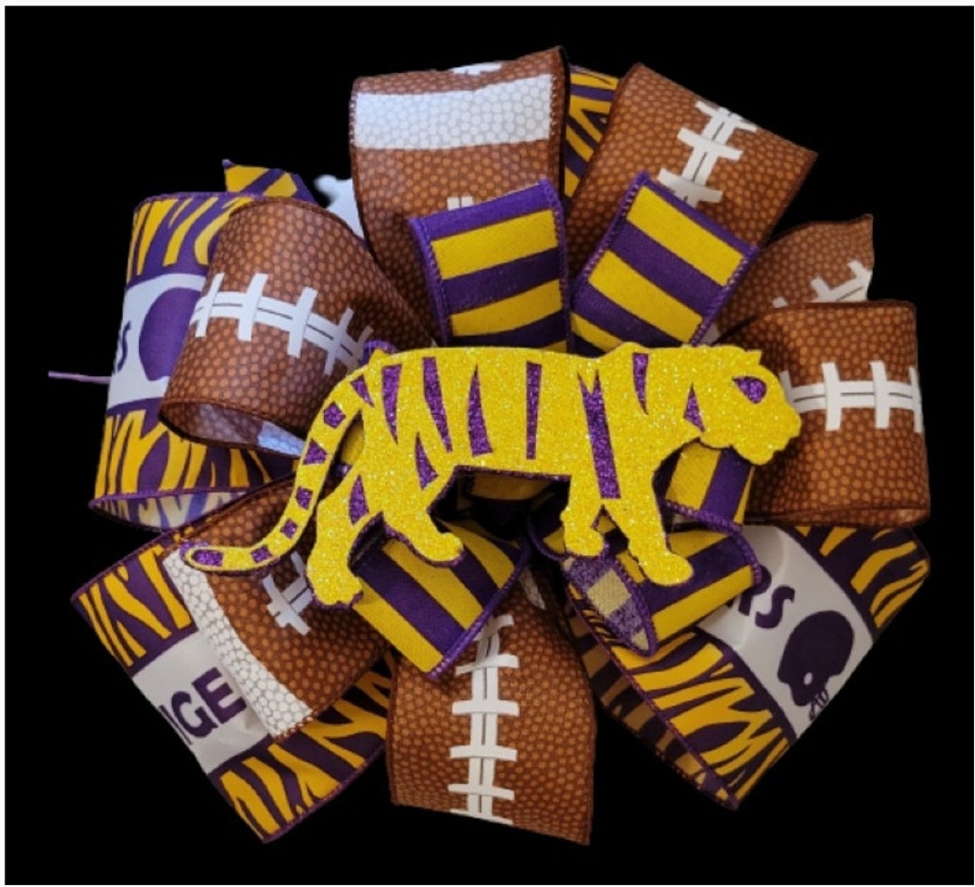 LSU Tigers Football Bow, DIY Louisiana College Football Wreath Bow, Lsu ...