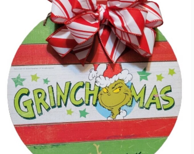 The Grinch Christmas Wall Hanger Round Christmas Grinch Sign - Etsy