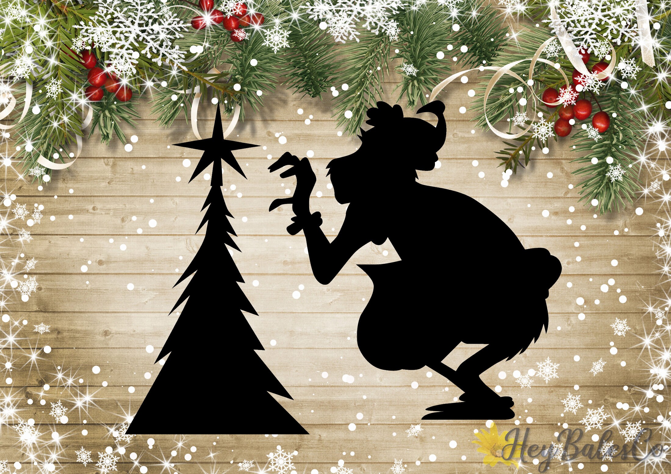 The Grinch and Tree Silhouette Vinyl Decal // Christmas Vinyl | Etsy