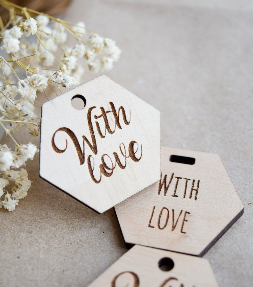 Hexagon Rustic Gift Tags - Engraved Tags - Etsy