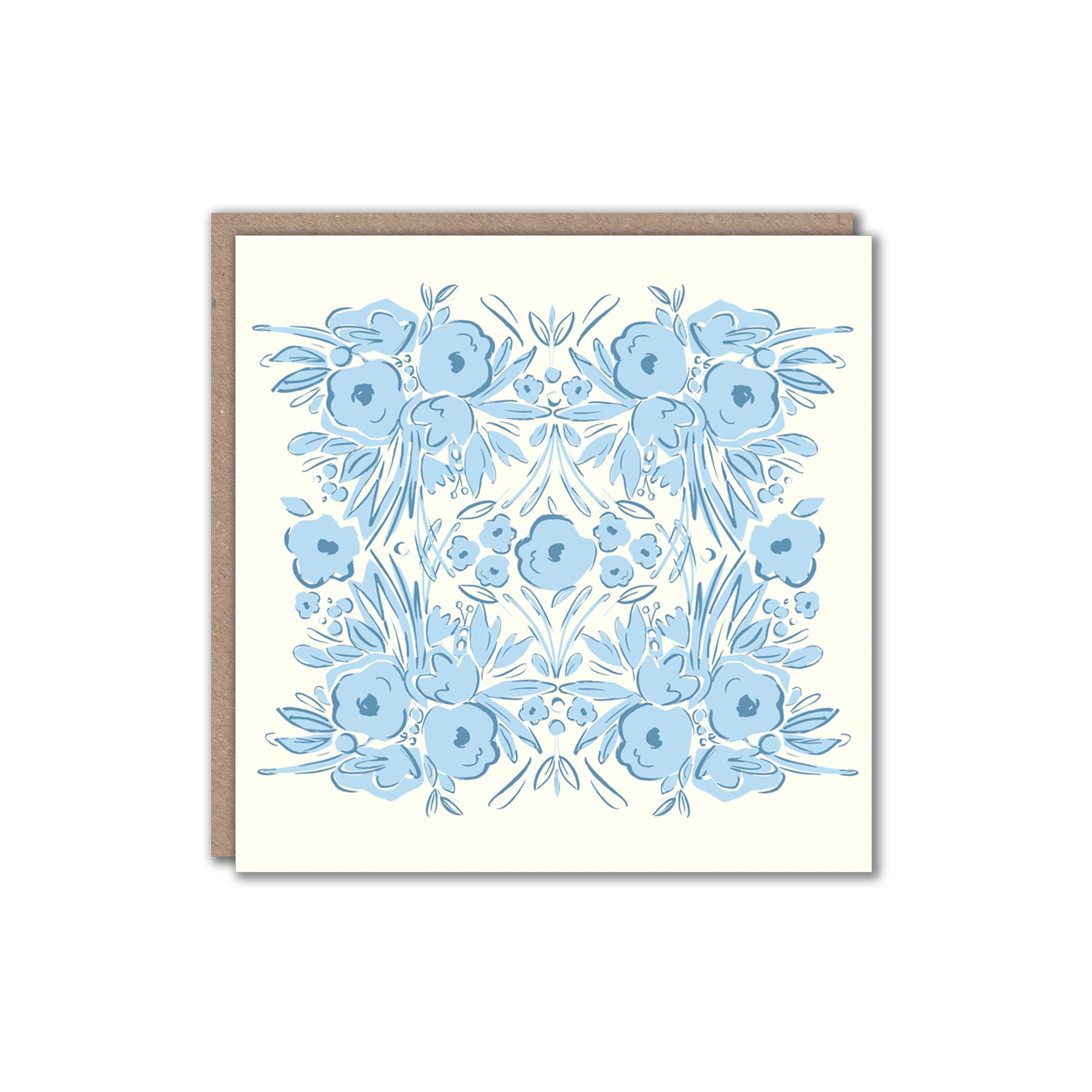 Patterned Card Blue Floral Blank Card Any Occasion - Etsy