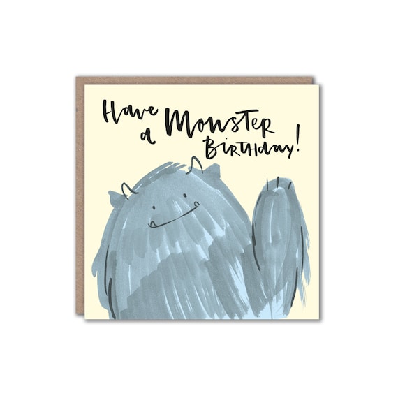 Monster Greeting Card Pun Card Kid's Birthday Funny | Etsy