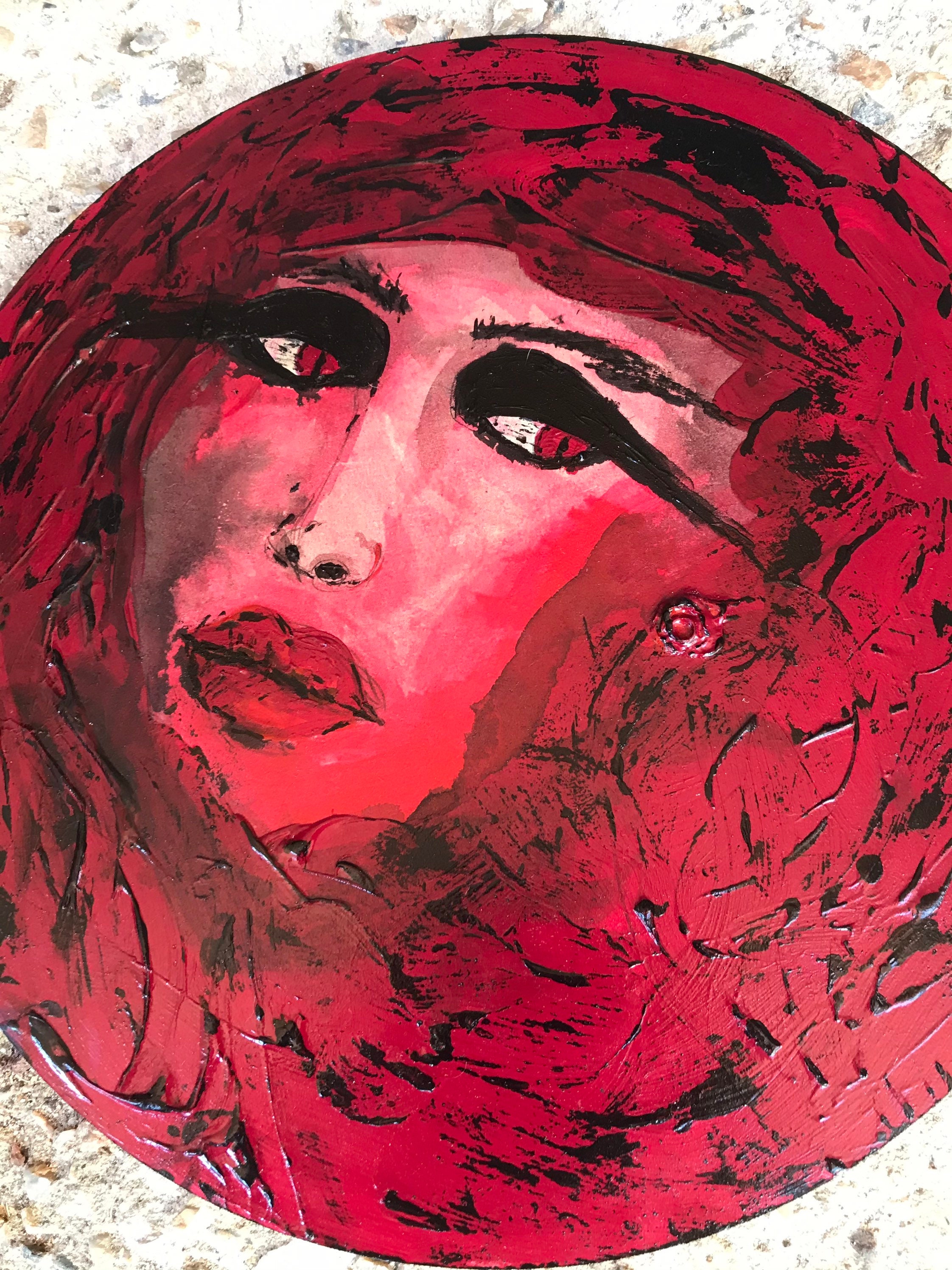 MALEVOLENT MOON wood round art panel moonface series - Etsy.de