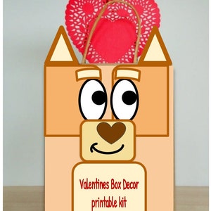 Bingo Valentine's Day Box Printable Decor Kit-bluey and Bingo, Blue Dog ...