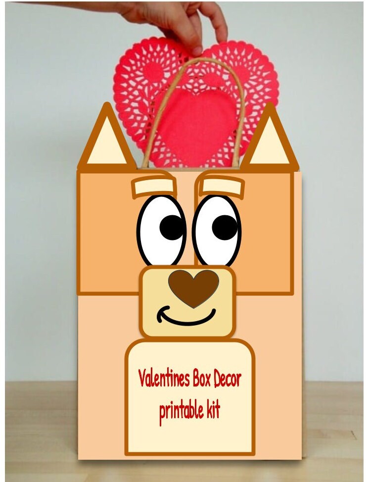 Bingo Valentine's Day Box Printable Decor Kit-bluey and Bingo, Blue Dog ...