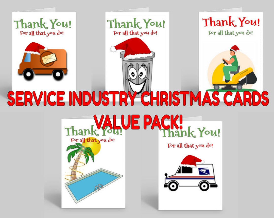 Thank You Christmas Cards- Value Pac- Garabage Man - Mailman Thank You ...