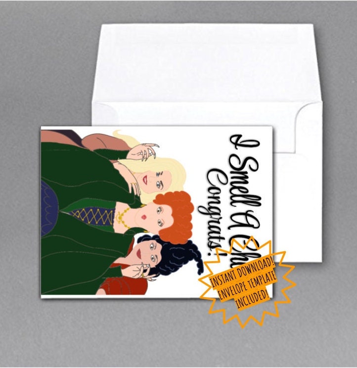 Hocus Pocus Baby Shower Card I Smell a Baby Card Halloween - Etsy