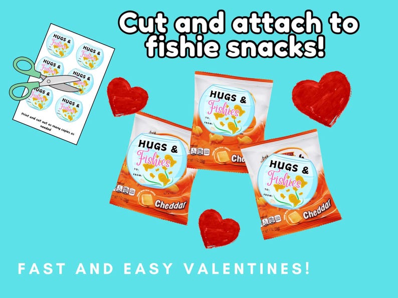 Fishie Valentine Printable: Non-candy School Valentines (PDF) - Etsy