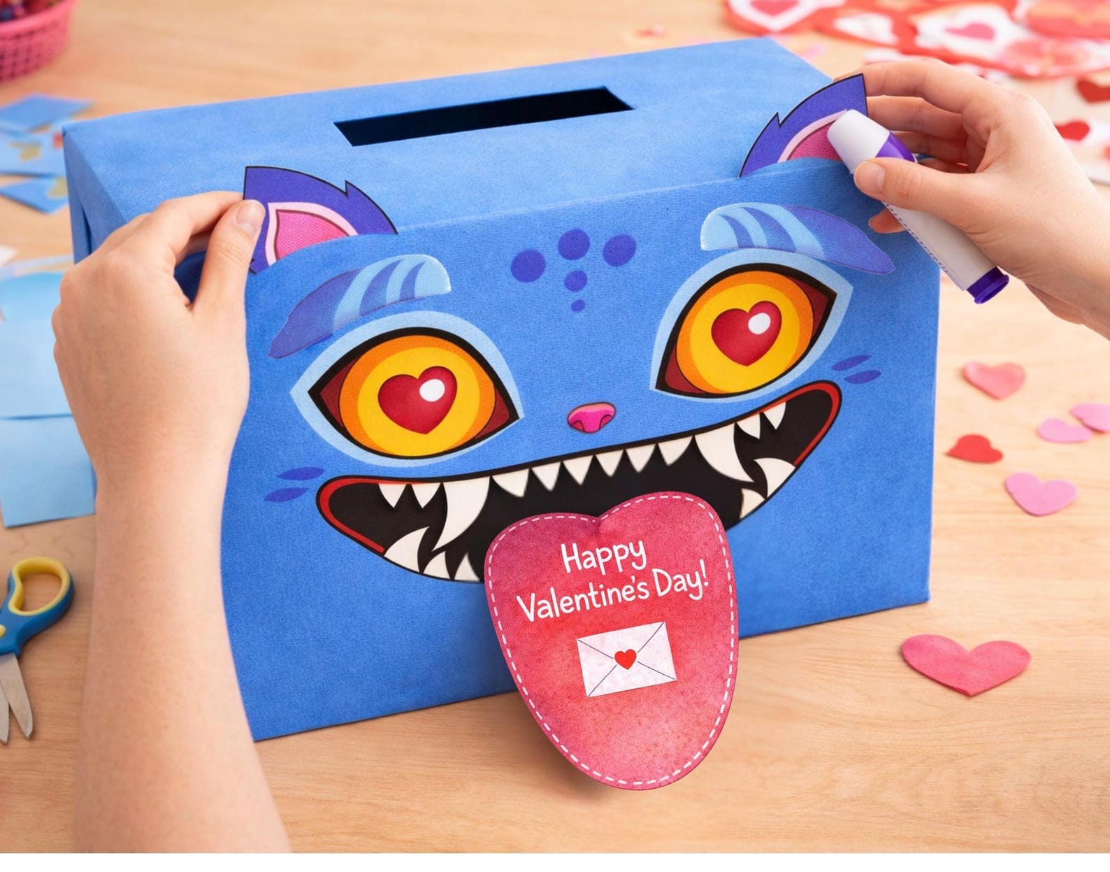 Cat Valentine Mailbox Craft + Matching Valentines | Printable Valentine ...