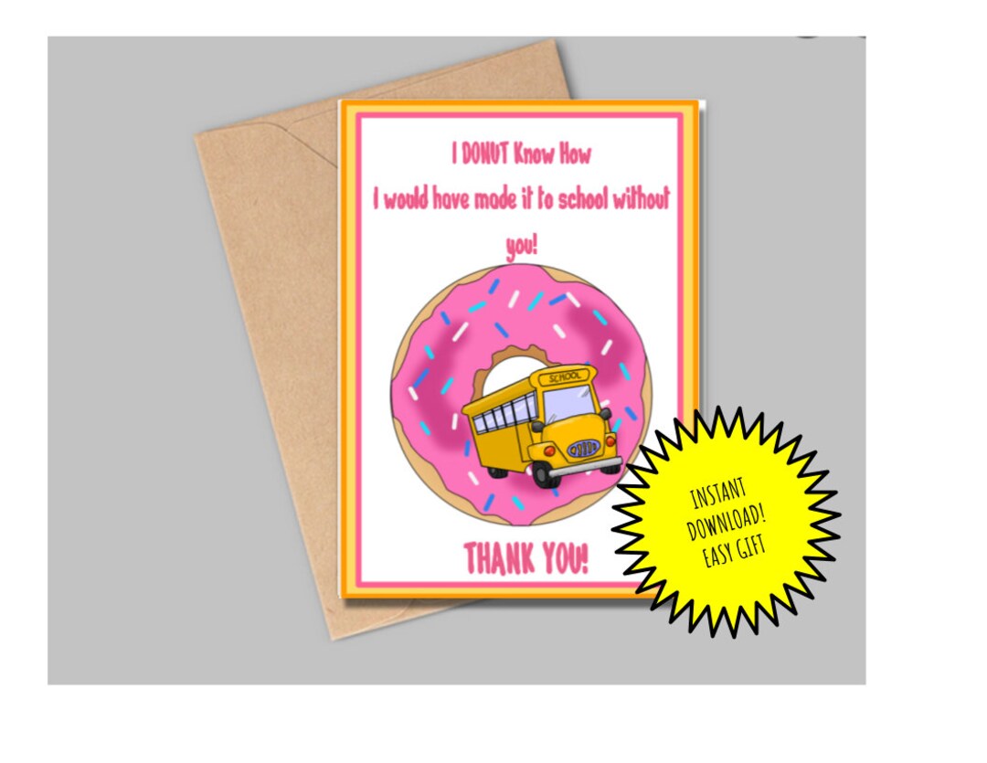 Bus Driver Card-donut Bus Driver Card-dunkin Bus Driver Gift - Etsy