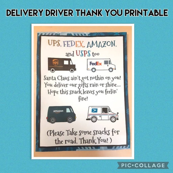 Delivery Driver Thank You Printable | Etsy