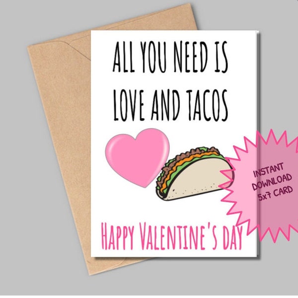 Taco Valentine Card - Etsy