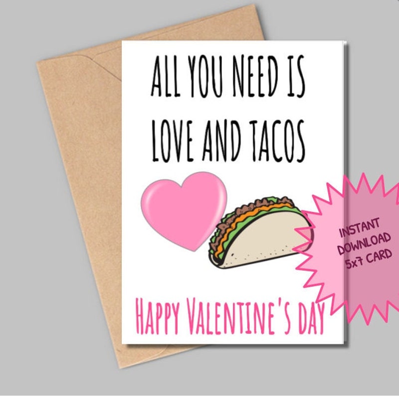 Taco Valentine Card - Etsy