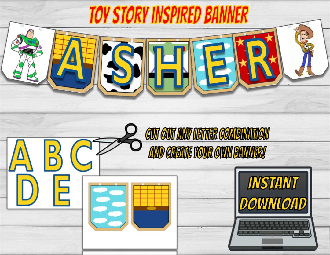 Two Infinity Banner, Custom Named Banner, Toy Story Themed Party, Room ...