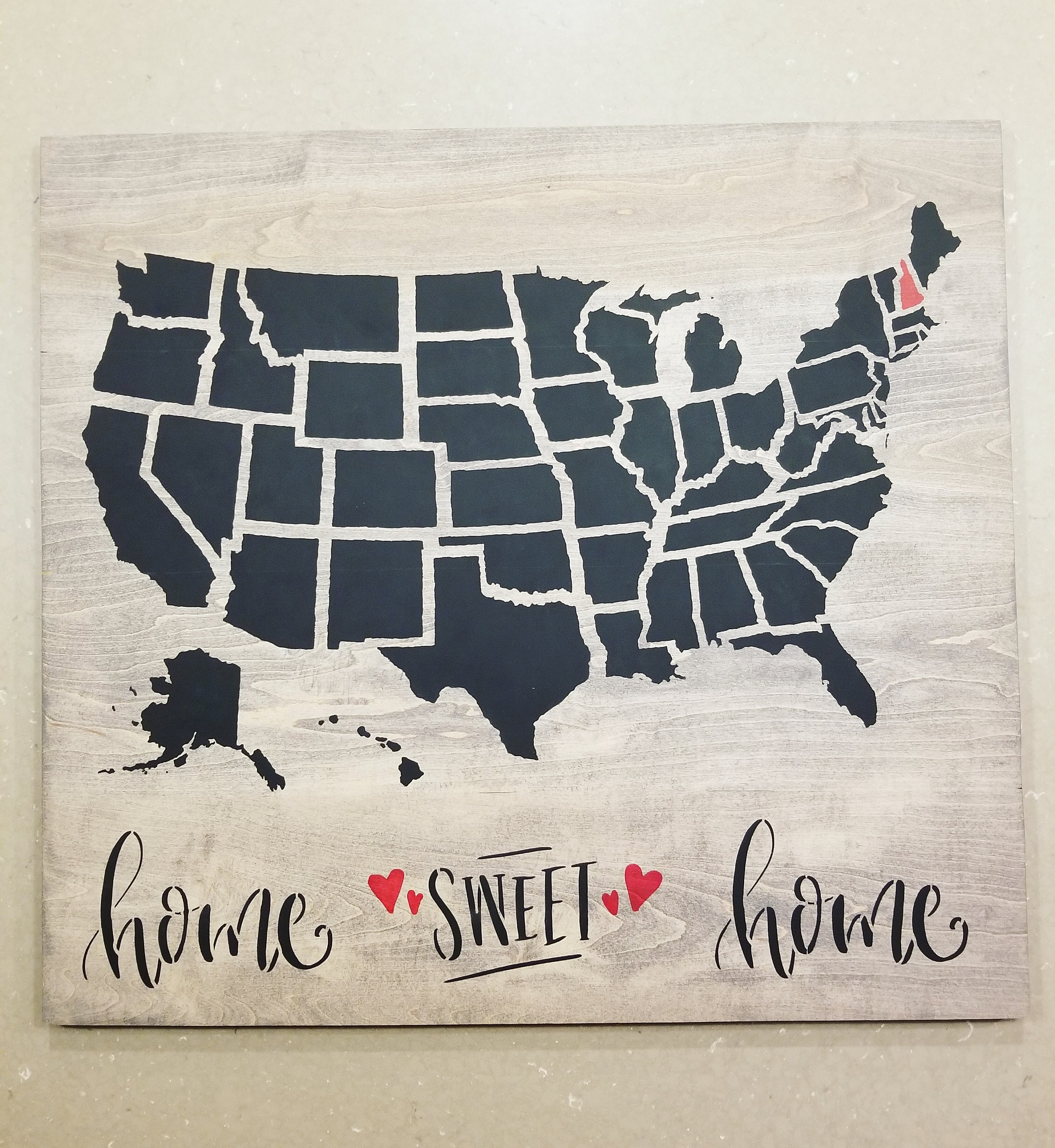 United States Map Wood Sign, United States Map Wood Decor, Home Sweet ...