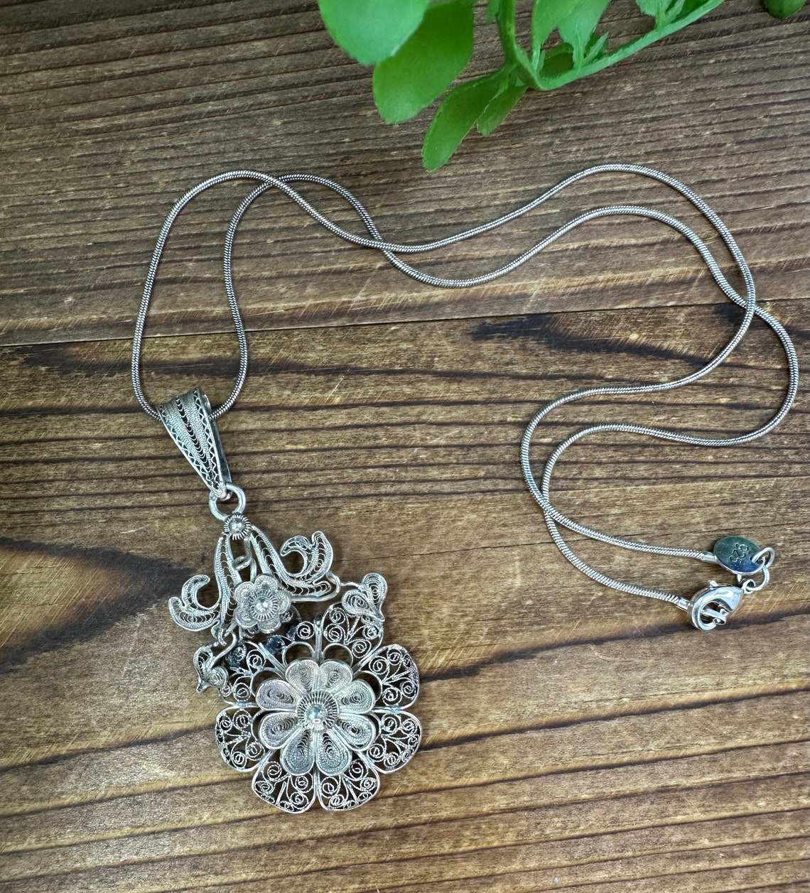 Vintage Filagree Sterling Silver Flower Pendant on Silver Chain - Etsy