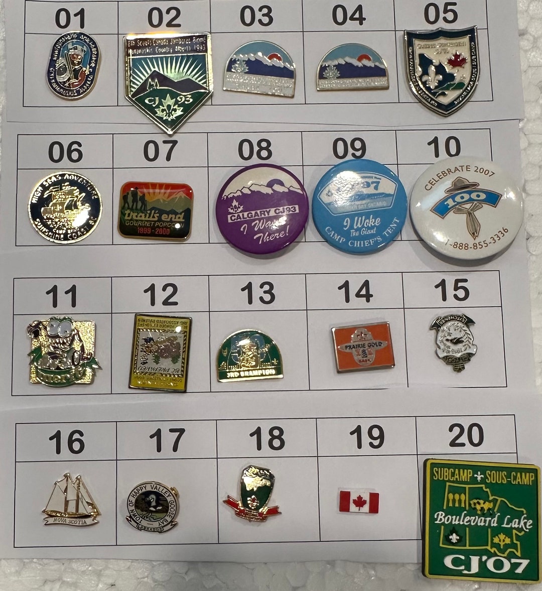 Assorted Vintage Scout, Flags and CJ, Canadian Jamboree Pins. Each Sold ...