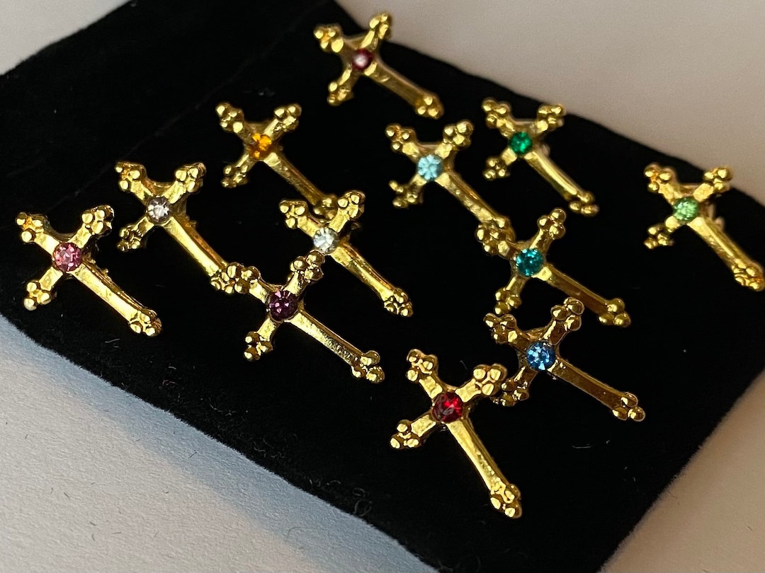 Vintage Birthstone Cross Lapel Fashion Pins. Each Sold Separately - Etsy