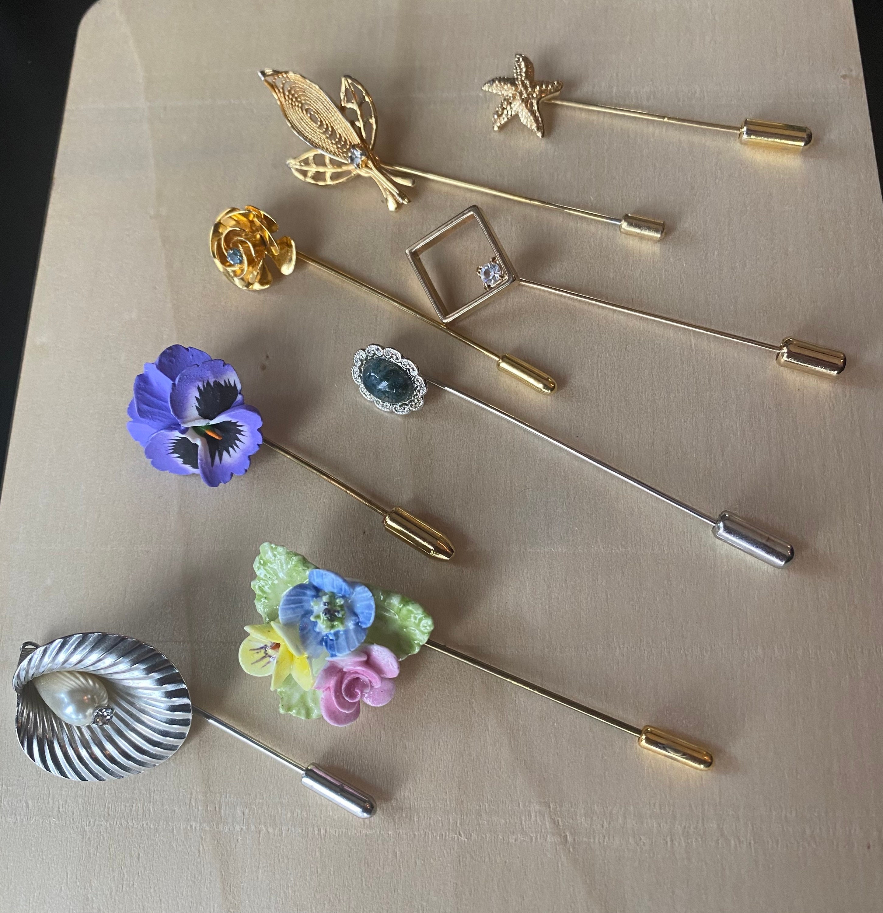 Assorted Vintage Stick Pins, Hat Pins, Coat Pins. Each Sold Separately ...