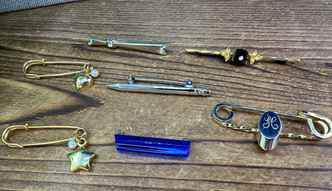 Assorted Bar and Safety Pin Style Vintage Brooches. Each Sold ...