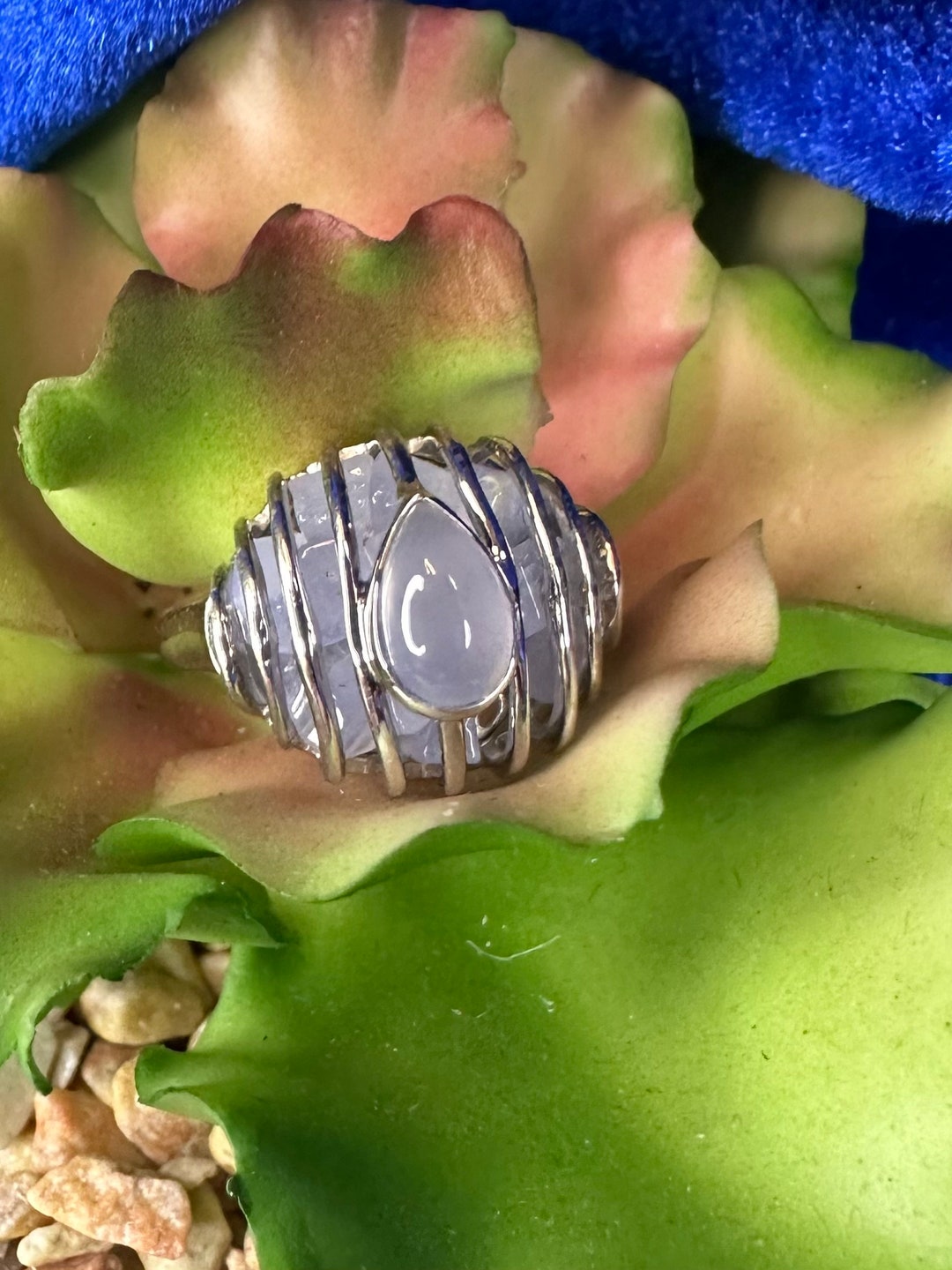 Signed Sajen Cage Ring- Stamped 925 Ring With Chalcedony Stones- Size 9 ...