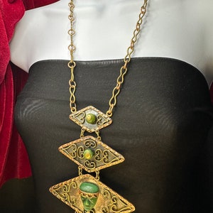 Vintage Copper and Green Stone Mexico Mayan Aztec Amulet Necklace - Etsy