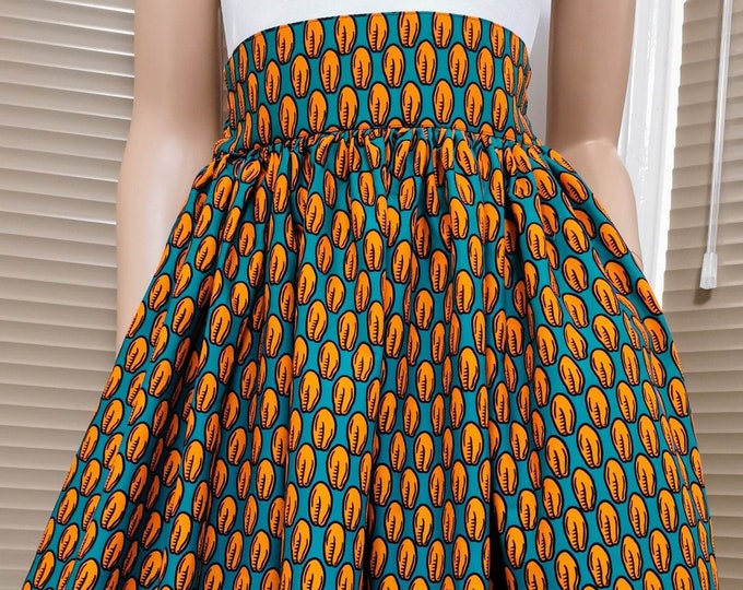 SAMARA African Printed Mid-calf Skirt 100% Wax Cotton Handmade UK - Etsy