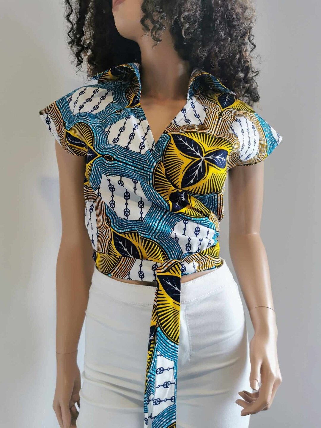 SUMMER African Print Wrap TOP 100% Wax Cotton Handmade UK - Etsy