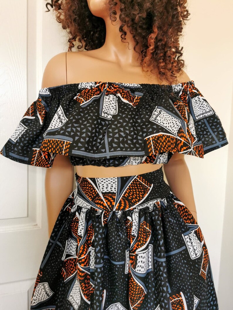 LADY African Print Off-shoulder Top 100% Wax Cotton Handmade - Etsy