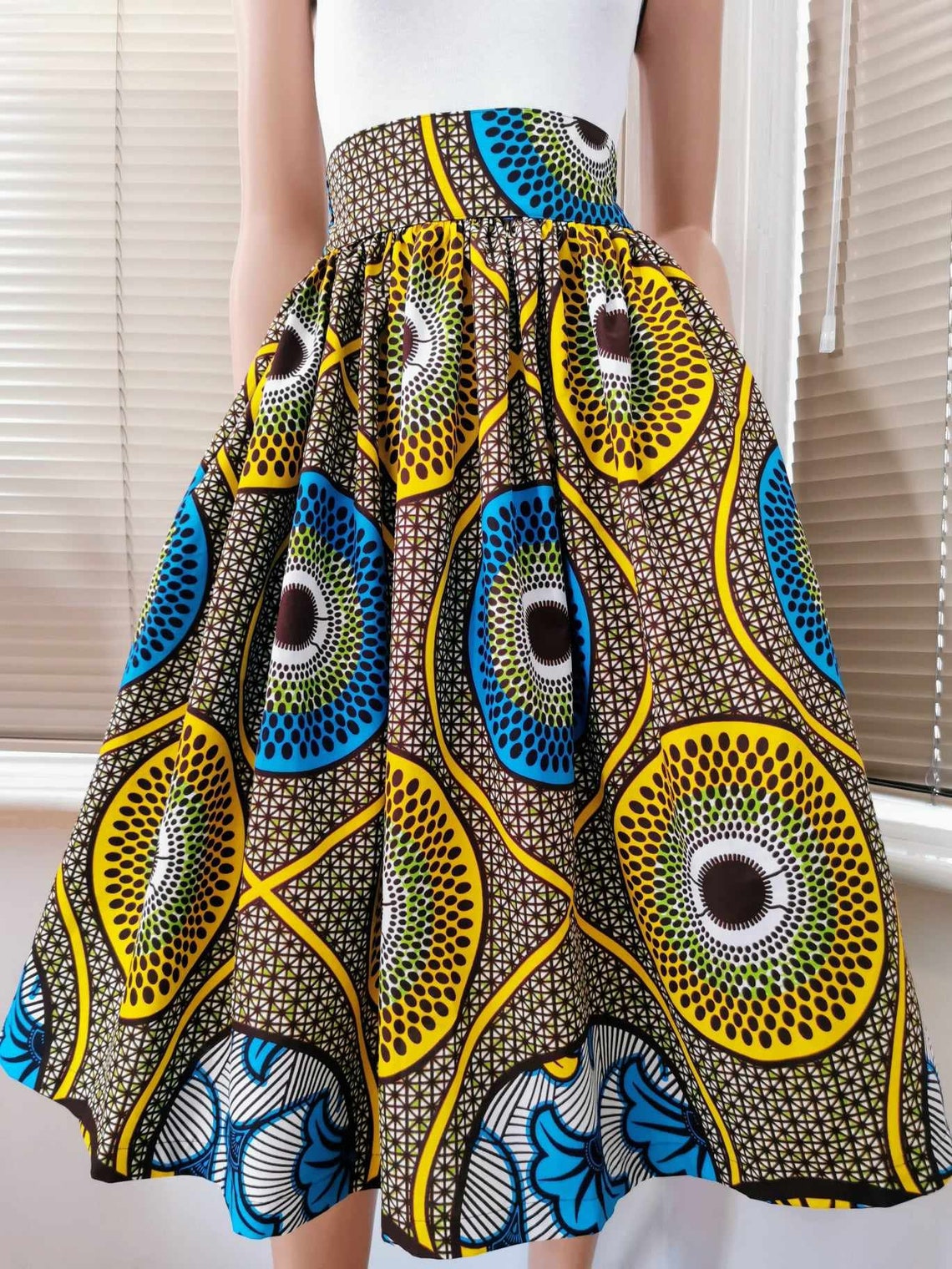 AFRIDA African Printed Mid-calf Skirt 100% Wax Cotton Handmade UK - Etsy UK