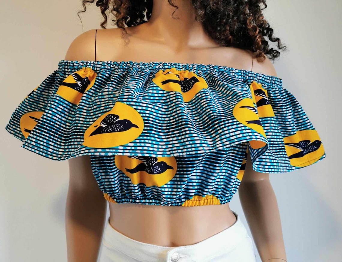 AZENITH African Print Off-shoulder Top 100% Wax Cotton Handmade UK - Etsy