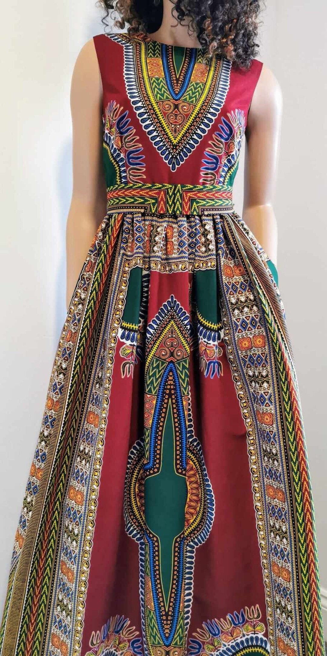 ROSIE African Print Sleeveless Front Slit Full Length/maxi Dress 100% ...