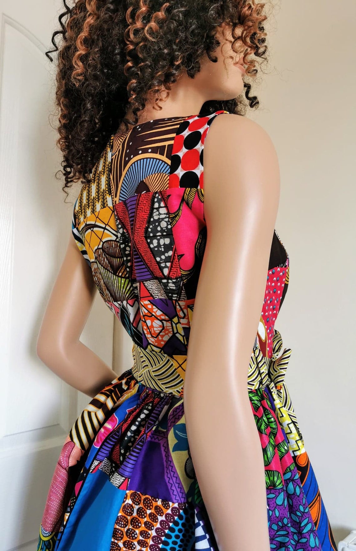 PATCHWORK African Printed Fabric Sleeveless Midi Dress 100% | Etsy UK