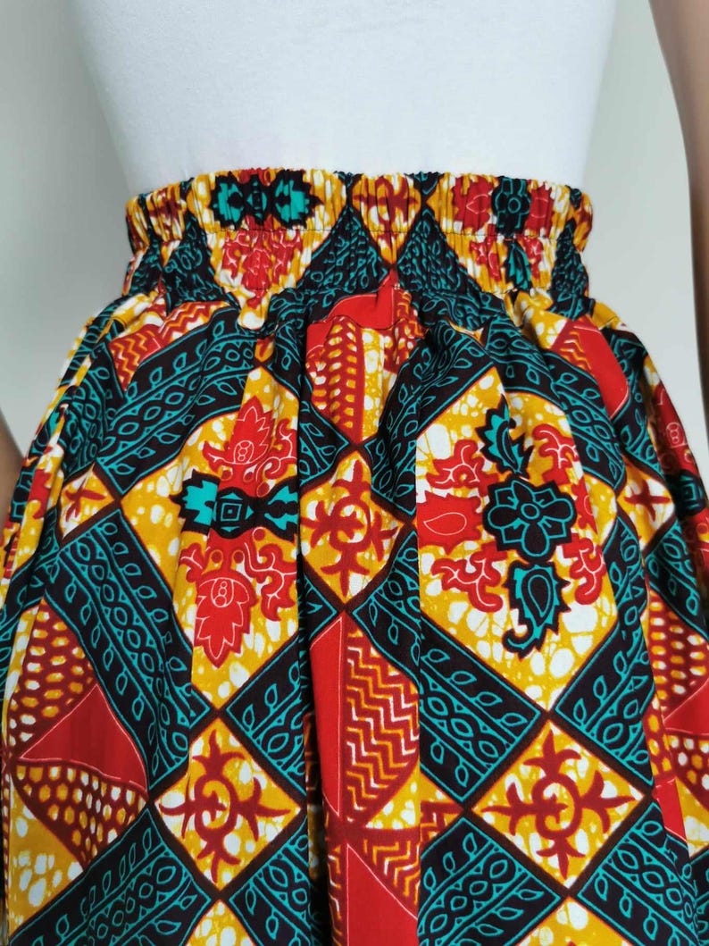 AMANDA African Printed Mid-calf Skirt 100% Wax Cotton Handmade UK - Etsy