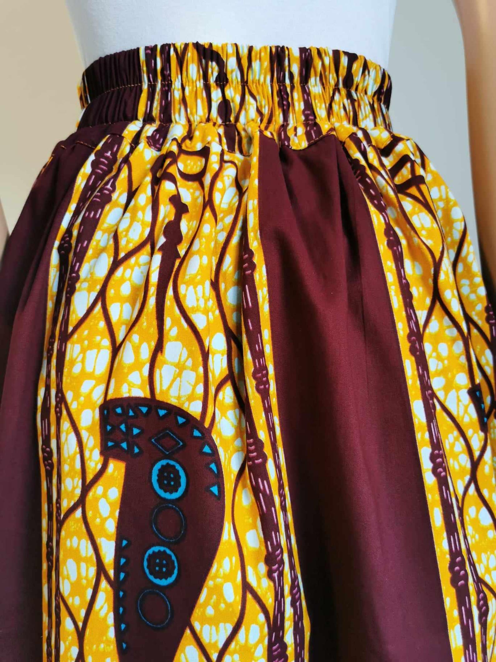 KINSLEY African Printed Mid-calf Skirt 100% Wax Cotton Handmade UK - Etsy