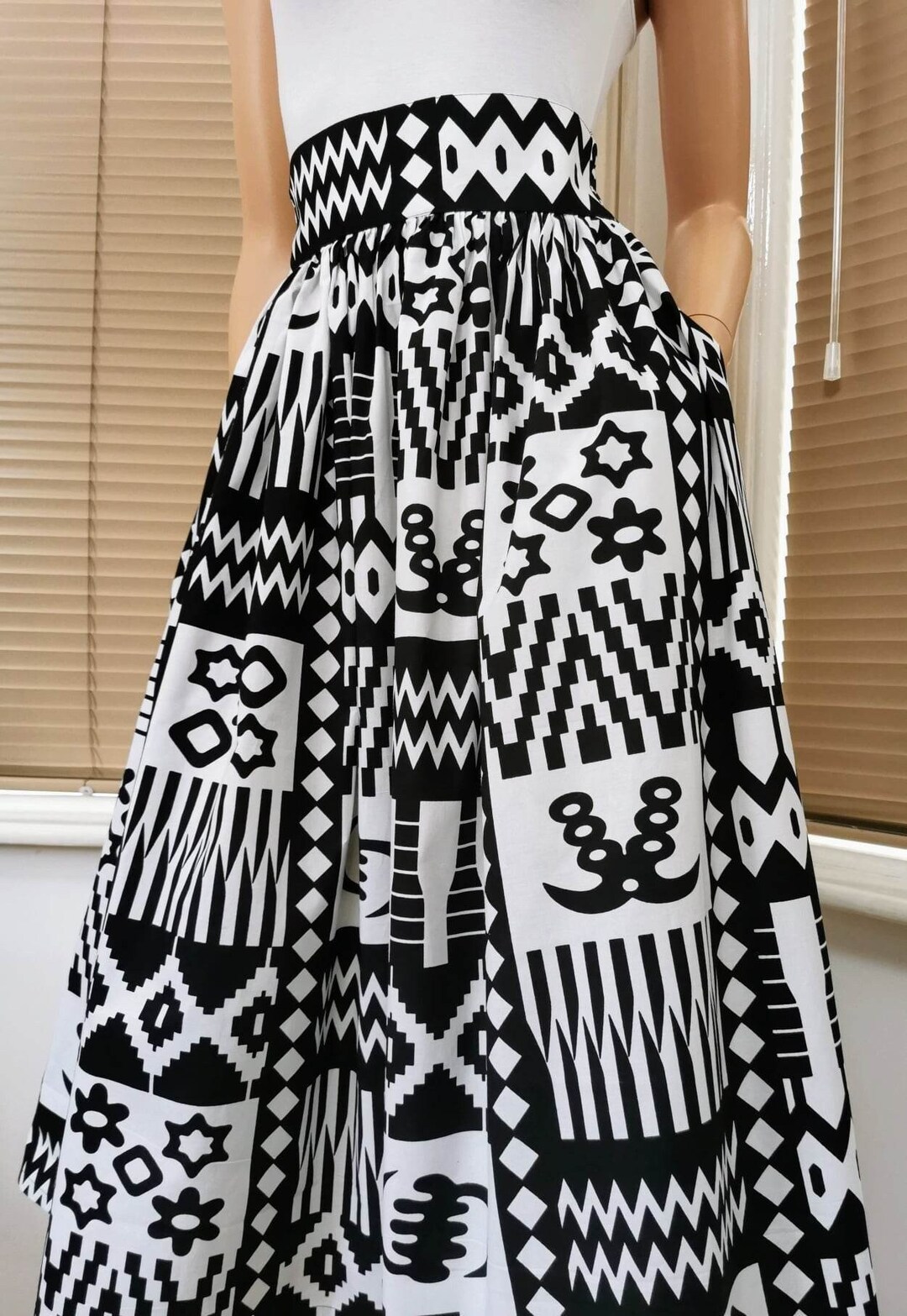ELEANOR African Printed Mid-calf Skirt 100% Wax Cotton Handmade UK - Etsy