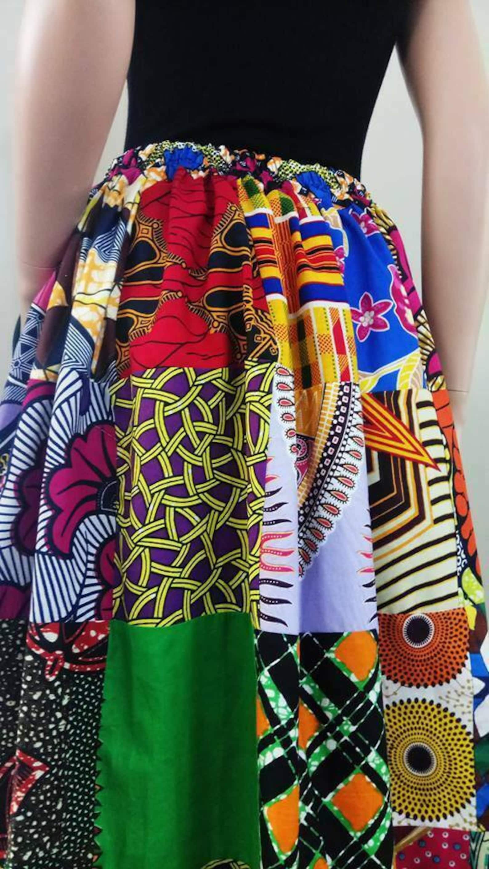 Patchwork African Printed Fabric Maxi/full Length Skirt 100% | Etsy