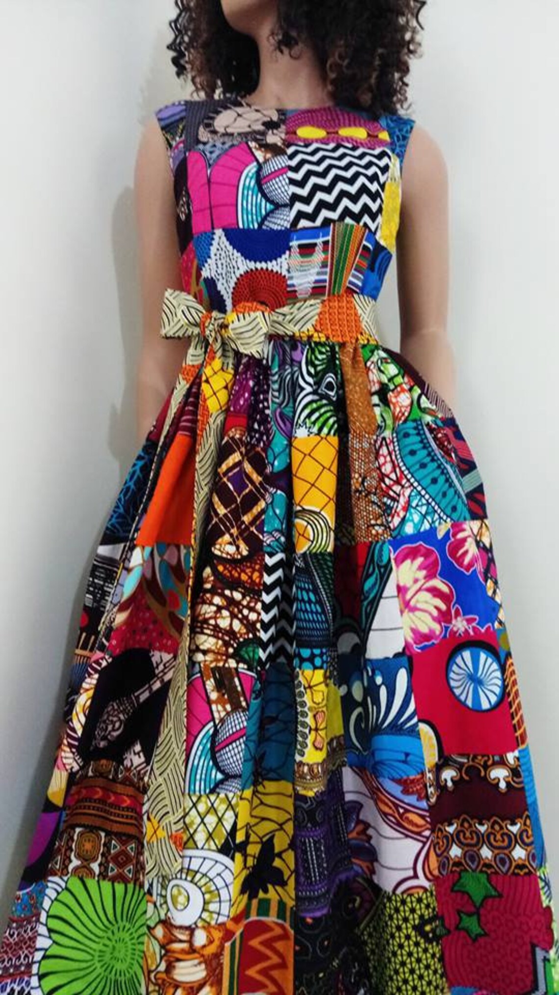 PATCHWORK African Printed Fabric Sleeveless Maxi/full Length - Etsy UK