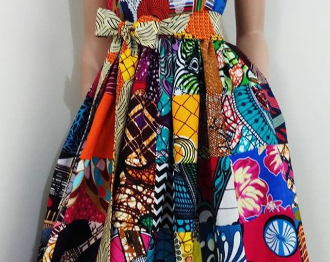 PATCHWORK African Printed Fabric Sleeveless Maxi/full Length Dress 100% ...