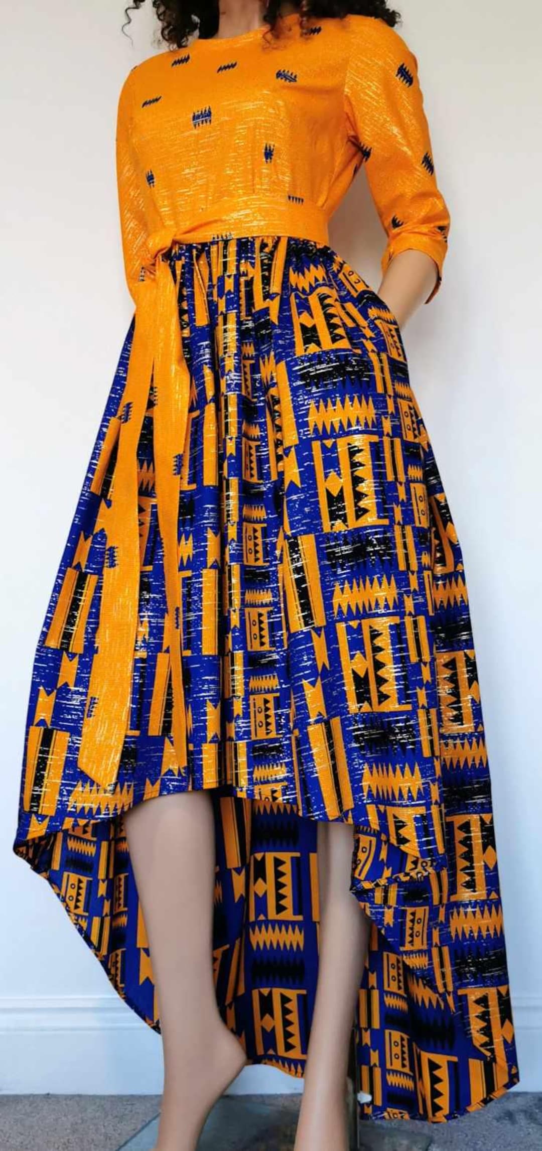 JAYLA African Printed High-low Dress 100% Wax Cotton Handmade UK - Etsy