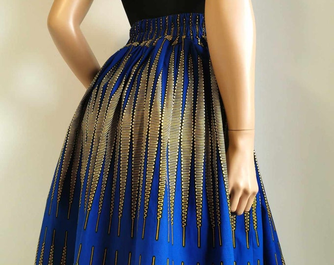 SAVANNAH African Printed Mid-calf Skirt 100% Wax Cotton Handmade UK - Etsy