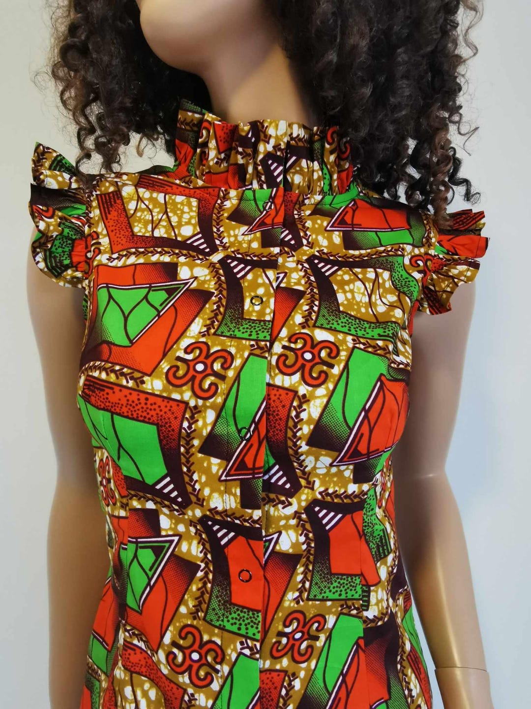 SUSAN African Print Woman Front Snap Button Shirt/blouse 100% Wax ...