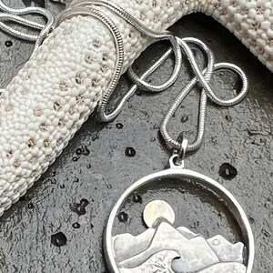 The Mountain Necklace. Ocean. Outdoor Jewelry. Silver and 14k - Etsy