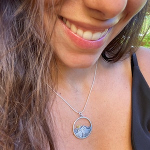The Mountain Necklace. Sunset. Outdoor Jewelry. Silver and 14k Yellow ...