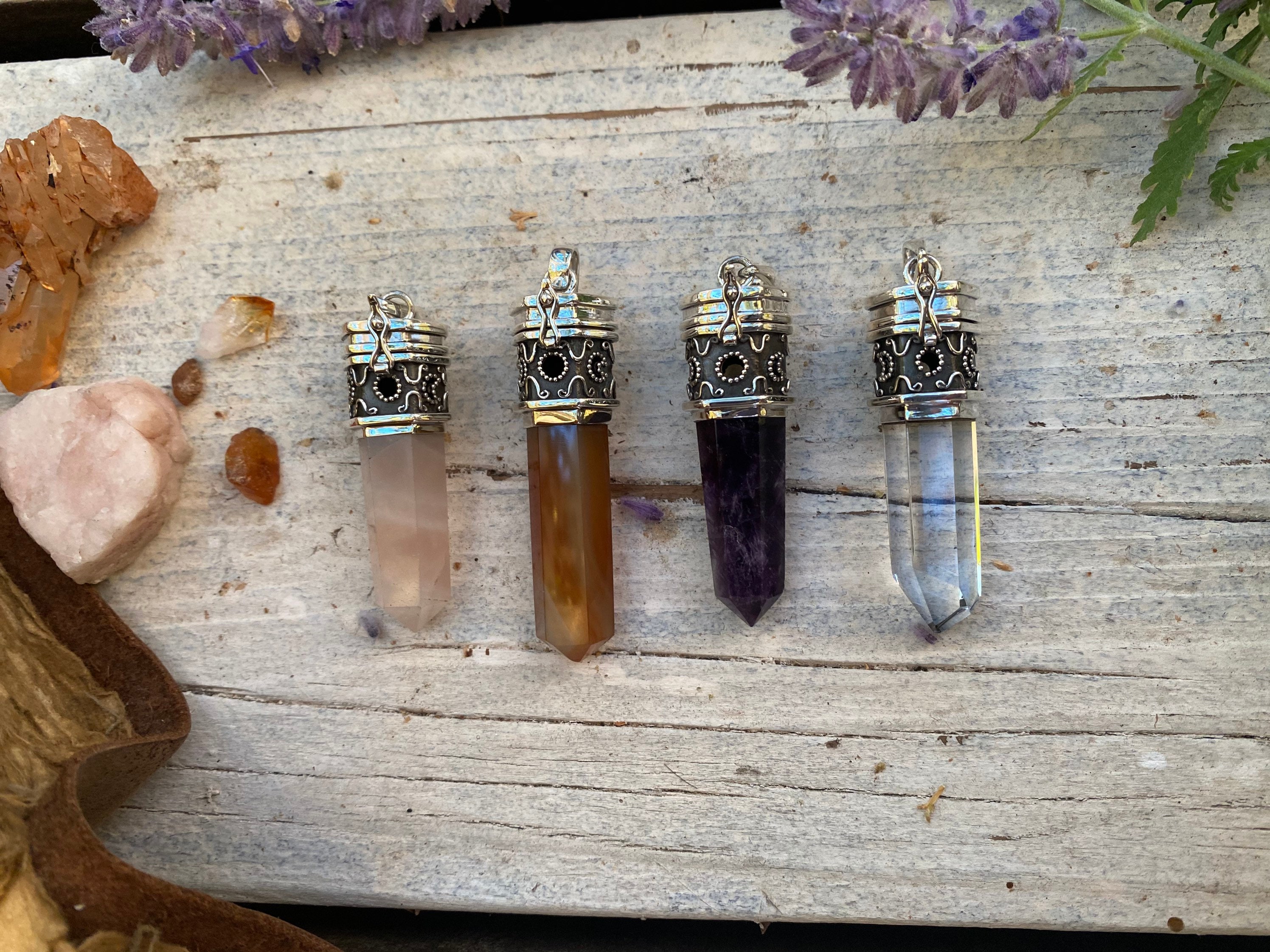 Moon Phases Crystal Necklace. Essential Oils Diffuser. - Etsy