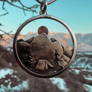 The Mountain Necklace. Camping Trip. Outdoor Jewelry. Silver and 14k ...