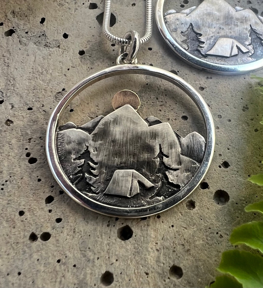 The Mountain Necklace. Camping Trip. Outdoor Jewelry. Silver and 14k ...