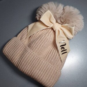 Personalised Girls Pom Pom Winter Hat With Double Fluffy Pom - Etsy UK