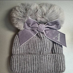 Personalised Girls Pom Pom Winter Hat With Double Fluffy Pom - Etsy UK
